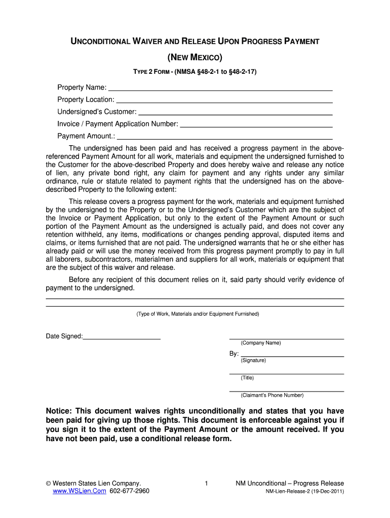 Fillable Online TYPE 2 FORM - (NMSA 48-2-1 to 48-2-17) Fax Email Print ...