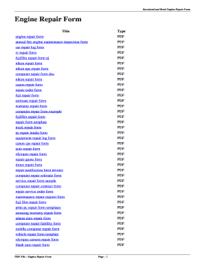 Fillable Online Engine Repair Form. engine repair form Fax Email Print ...
