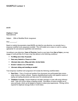 Fillable Online co monterey ca Sample Offer of Mod Work Assignment.doc ...