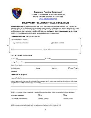 Fillable Online Subdivision Preliminary Plat Application.docx Fax Email Print - pdfFiller