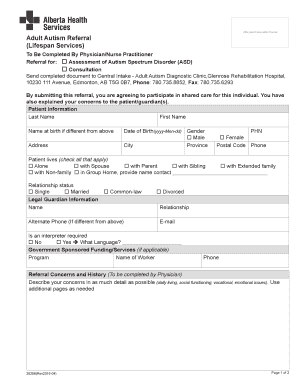 Fillable Online Adult Autism Referral - albertahealthservices.ca Fax ...