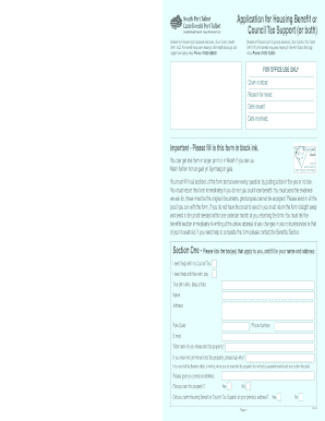Fillable Online Application for Housing Benefit or Fax Email Print ...