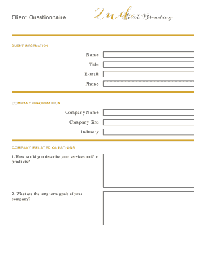 Fillable Online Client Questionnaire - Branding Your Business Fax Email ...