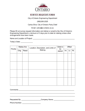 Fillable Online SURVEY REQUEST FORM - Ontario, California Fax Email ...