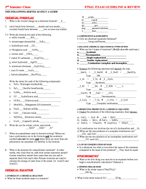Fillable Online 2nd Semester Chem FINAL EXAM GUIDELINE & REVIEW Fax ...