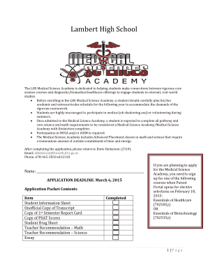 Fillable Online forsyth k12 ga Lambert High School - Forsyth County ...