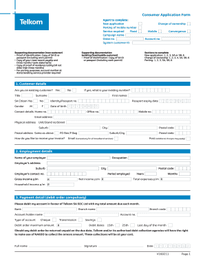 Fillable Online secure telkom co Agent to complete: New application ...