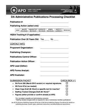 Fillable Online apd army DA Administrative Publications Processing ...