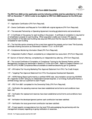 Fillable Online iowafinanceauthority IRS Form 8609 Checklist ...
