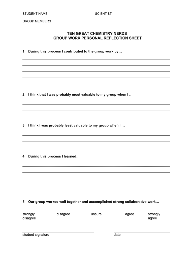 GROUP WORK PERSONAL REFLECTION SHEET Ms Rocheleau Fill And Sign