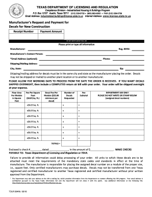 Fillable Online Receipt Number Payment Amount - TDLR Fax Email Print ...