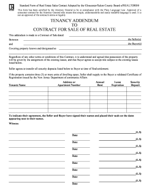 Fillable Online TENANCY ADDENDUM TO CONTRACT FOR SALE OF REAL ESTATE ...