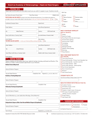 Fillable Online entnet PERSONAL DATA - American Academy of ...