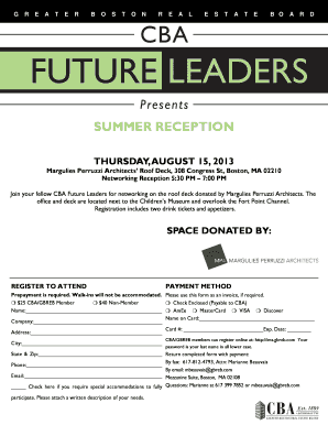 Fillable Online SUMMER RECEPTION - GBREB Fax Email Print - pdfFiller