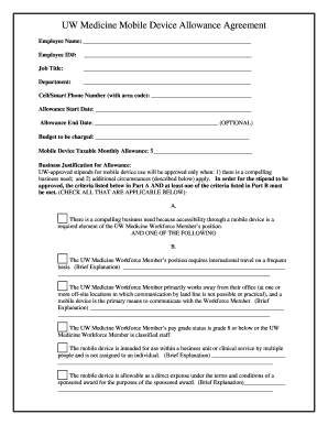 Fillable Online UW Medicine Mobile Device Allowance Agreement Fax Email ...