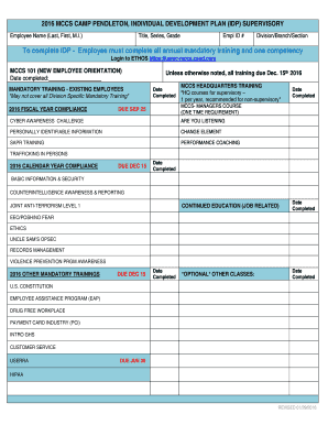 Fillable Online To complete IDP - Employee must complete all annual ...