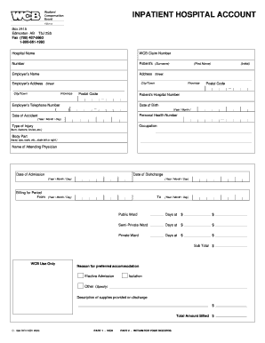 Fillable Online wcb ab INPATIENT HOSPITAL ACCOUNT - WCB - wcb ab Fax ...