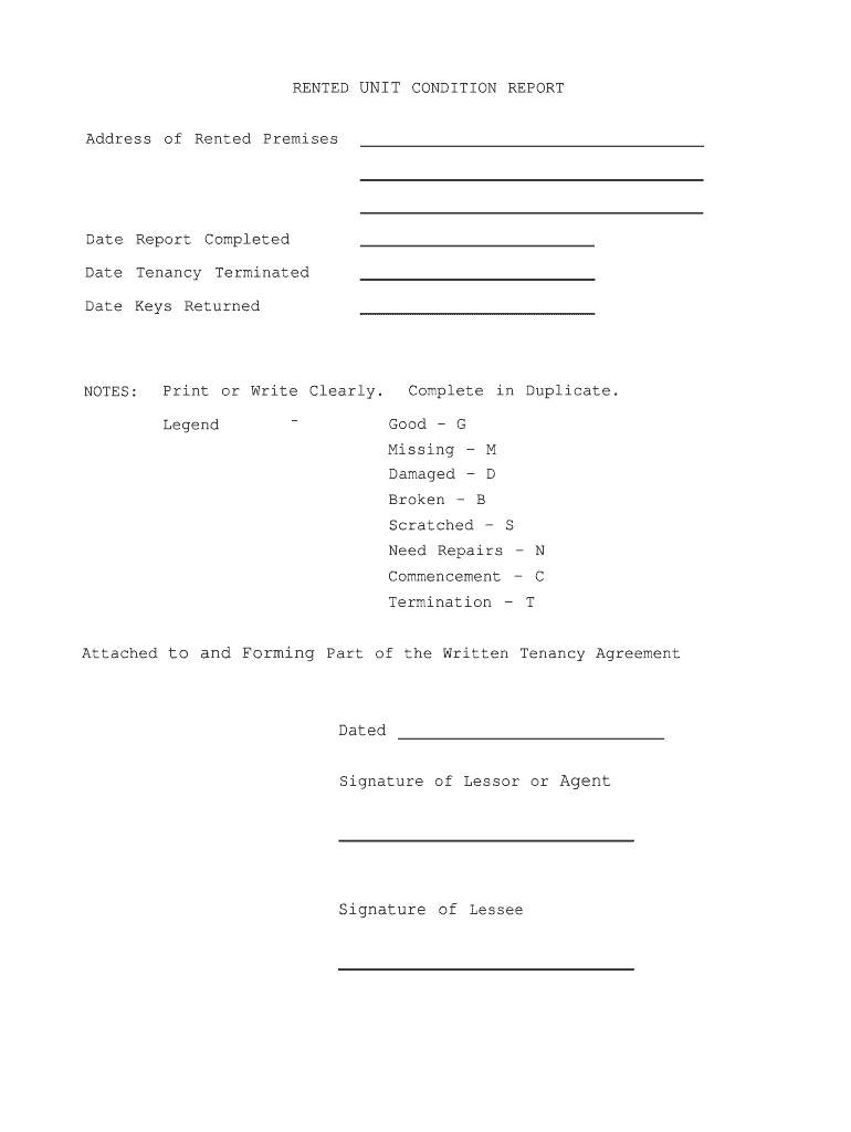 Fillable Online irac pe RENTED UNIT CONDITION REPORT Fax Email Print ...