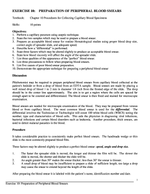 Fillable Online austincc EXERCISE 10: PREPARATION OF PERIPHERAL BLOOD ...