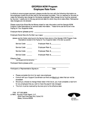 Fillable Online GEORGIA NOW Program Employee Rate Form - Acumen Fiscal ...