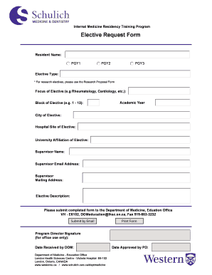 Fillable Online Internal Medicine Residency Training Program Elective ...