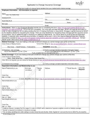 Fillable Online mn Application to Change Insurance Coverage - mn.gov ...