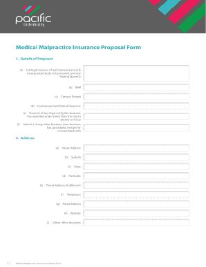 Fillable Online Medical Malpractice Insurance Proposal Form Fax Email ...