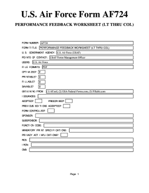 Fillable Online U.S. Air Force Form AF724. PERFORMANCE FEEDBACK ...