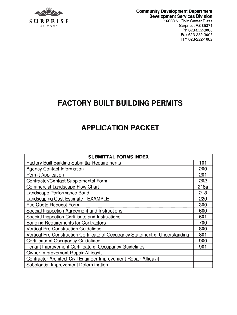 Fillable Online FACTORY BUILT BUILDING PERMITS APPLICATION PACKET Fax ...