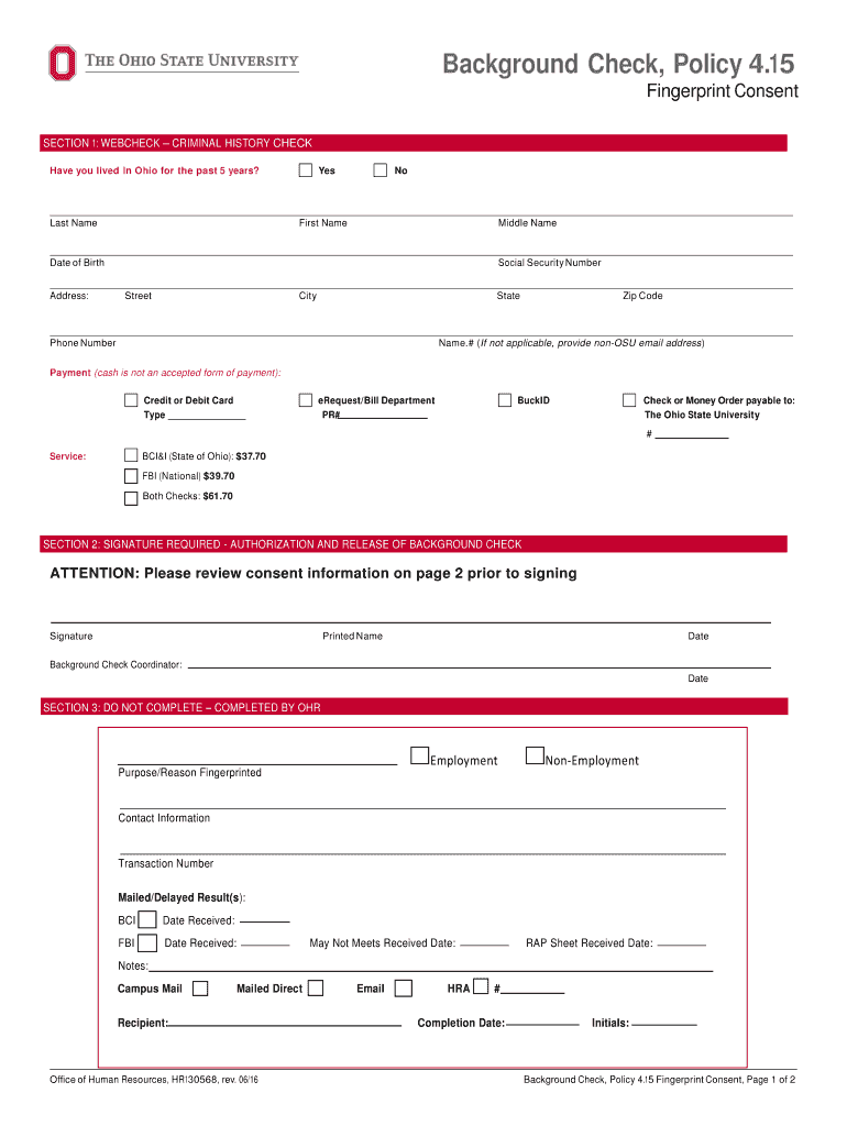 Fillable Online hr osu Background Check, Policy 4 - hr.osu.edu Fax ...