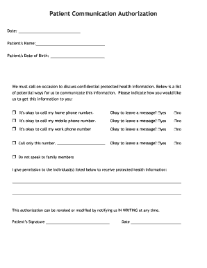 Fillable Online Patient Communication Authorization - topratedoctors.com Fax Email Print - pdfFiller