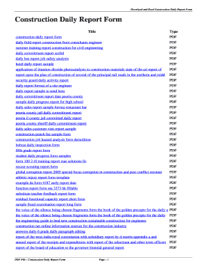 Fillable Online Construction Daily Report Form. construction daily ...