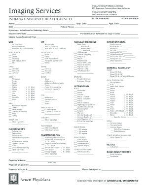 Fillable Online iuhealth Imaging Services - Homepage IU Health ...