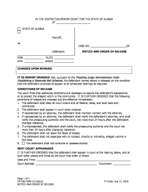 Fillable Online CR-766 FBKS Notice and Order of Release. Criminal Forms ...