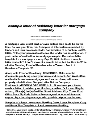 Fillable Online example letter of residency letter for mortgage company ...