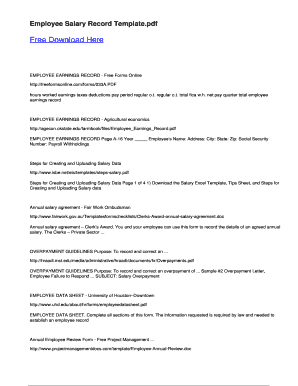 Fillable Online Employee Salary Record Template Fax Email Print - pdfFiller