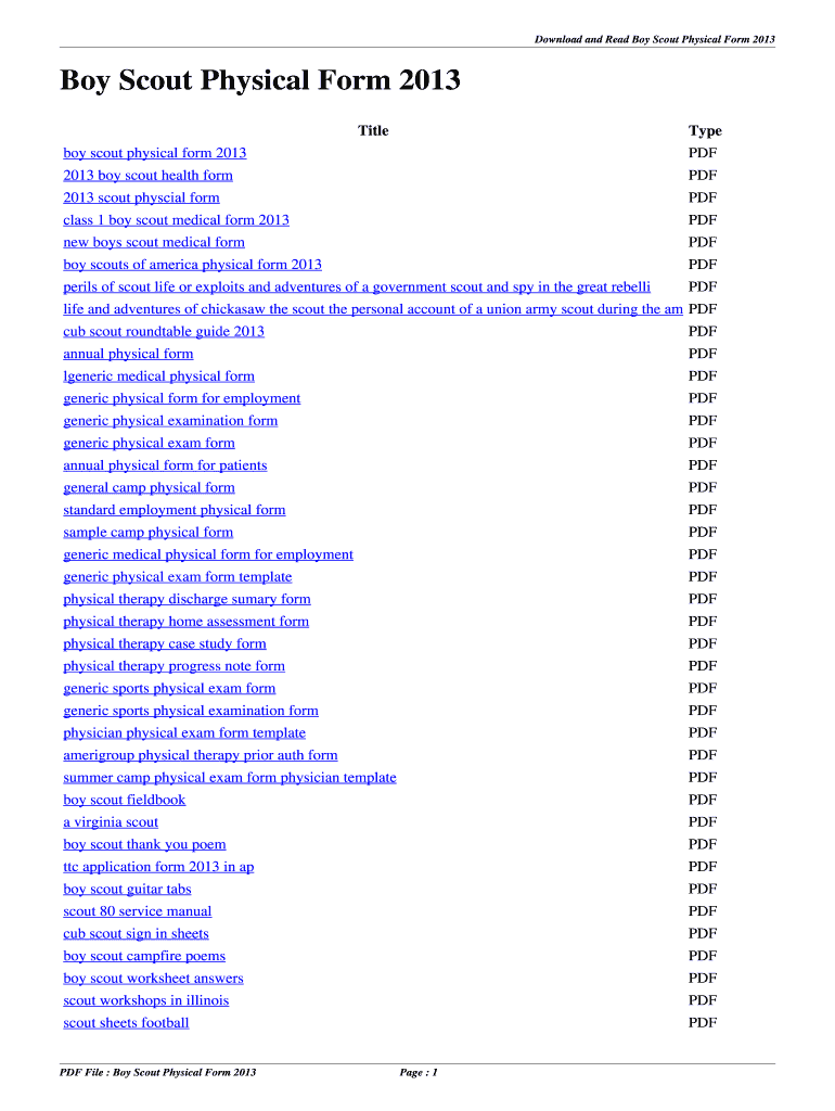 Boy Scout Physical Form Fillable Pdf - Printable Forms Free Online