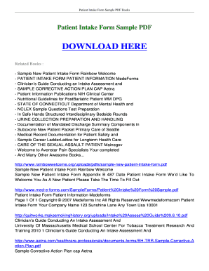 Fillable Online ebookscenter Patient Intake Form Sample FREE Download ...