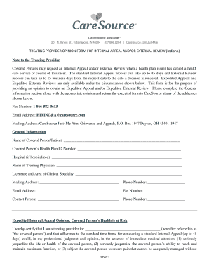 Fillable Online TREATING PROVIDER OPINION FORM FOR - CareSource Fax ...