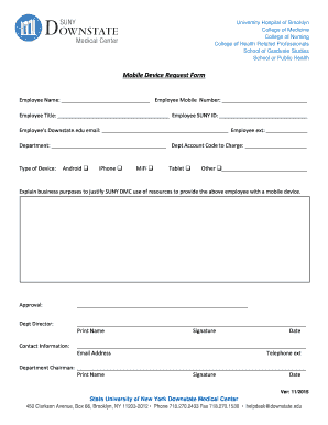 Fillable Online Mobile Device Request Form - Information Services Fax ...