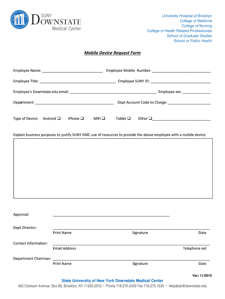 Fillable Online Mobile Device Request Form - Information Services Fax ...