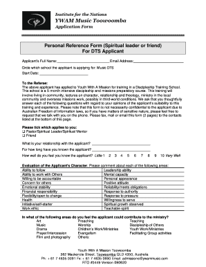 Fillable Online DTS Reference Form - ywamtoowoomba.com Fax Email Print ...