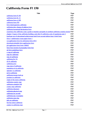 Fillable Online thnj meledial California Form Fl 150. california form ...