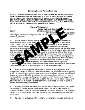 Fillable Online Springing General Power of Attorney Fax Email Print ...