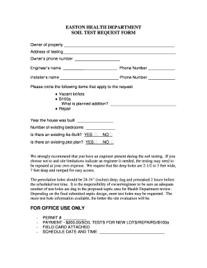 Fillable Online SOIL TEST REQUEST FORM Fax Email Print - pdfFiller