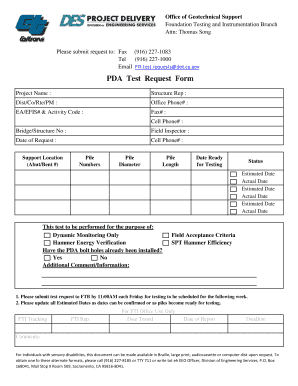 Fillable Online dot ca PDA Test Request Form Fax Email Print - pdfFiller