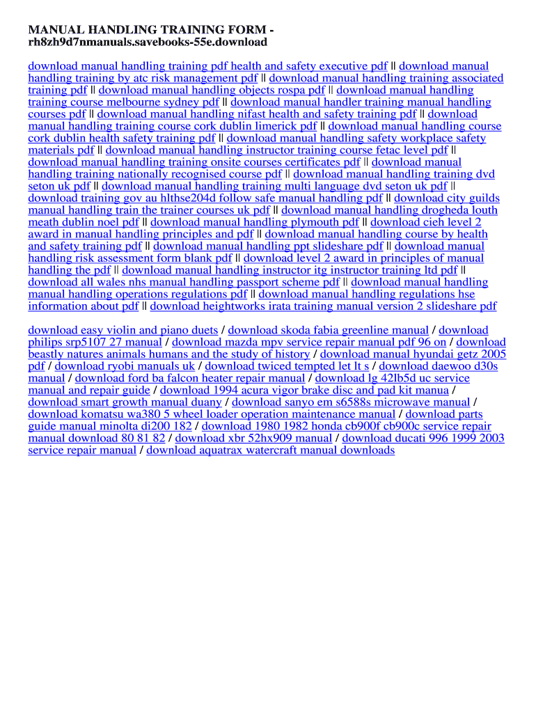 Fillable Online rh8zh9d7nmanuals savebooks-55e MANUAL HANDLING TRAINING ...