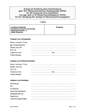 Fillable Online diepholz Antrag auf Erteilung einer Genehmigung gem. 57 ... Fax Email Print ...