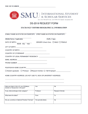Fillable Online smu OFFICE FORMS/I20 REQUEST Fax Email Print - pdfFiller