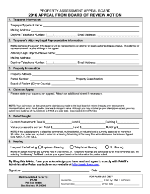 Fillable Online paab iowa PROPERTY ASSESSMENT APPEAL BOARD APPEAL ...